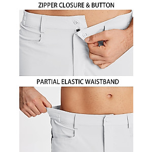 CRYSULLY Mens Summer Outdoor Shorts Lightweight Quick Dry Cargo Casual Hiking Shorts with 5 Zipper Pockets White 34