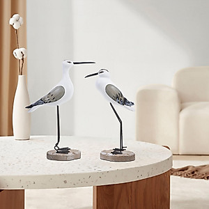EXCEART 2pcs Seagull Statues Garden Bird Sculpture Wooden Seabirds Figurine Nautical Sculpture Desktop Coastal Decorartion Home Table Centerpiece