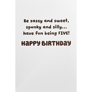Greeting Card Happy 5th Birthday for Her with White Cat - Be Sassy and Sweet, Spunky and Silly - Have Fun Being Five