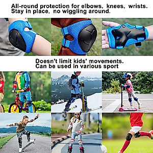 LANNEY Kids Knee Pads and Elbow Pads Set, 3-13 Years Knee Pads for Kids Toddler 3 in 1 Protective Gear Set with Wrist Guards for Skateboard, Scooter, Cycling, Riding Sports, Gift for Youth Boys Girls