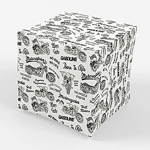 Stesha Party Motorcycle Gift Wrap Mens Wrapping Paper - Folded Flat 30 x 20 Inch (3 Sheets)