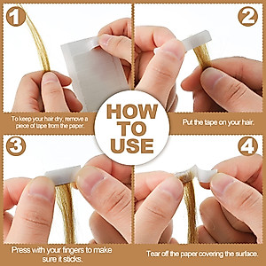 Vesici 288 Pcs Hair Extensions Tape Tabs Double Sided Tape in Hair Extension Remover with Rat Tail Parting Combs Adhesive Extension Replacement for Women Holiday Favors, 4 cm x 0.8 cm(White, Pink)