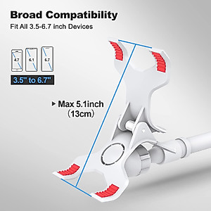 VIVI MAO Gooseneck Cell Phone Holder, Universal 360 Flexible Phone Stand Lazy Bracket Mount Long Arms Clamp for Phone 13 Pro Xs Max XR X 8 7 6 6s Plus and Other 3.5~6.7'' Device (White)…