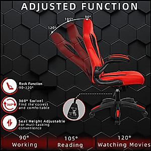 SeekFancy Gaming Chair Set of 4, Computer Gaming Chair Video Game Chairs for Teens Adults, Ergonomic Gaming Chair High Back Cheap Computer Office Chair, Red Silla PC Gamer Chair with Lumbar Support