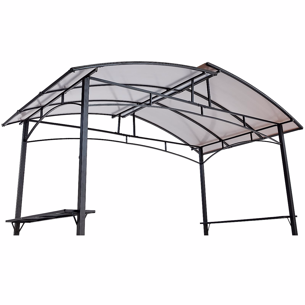 8x5ft Grill Gazebo,Outdoor Patio Canopy, BBQ Gazebo Shelter with Steel Hardtop and Side Shelves,Iron Grill Gazebo Canopy w/Bar Counters for Family Parties Outdoor Activities,UV Protection,Waterproof