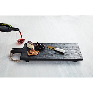 Mud Pie Black Footed Serving Set, board 8" x 21 1/2" | knife 5 1/2"