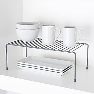 Smart Design Classic Storage Shelf – Set of 6, Large (8.5 x 16 in.), Charcoal Gray – Sturdy Steel Pantry Organizer with Rust-Resistant Finish and Non-Slip Feet for Easy Home Organization and Storage