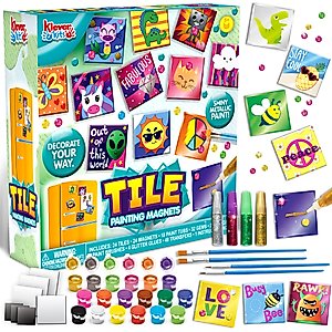 JOYIN 24 Magnetic Mini Tiles Art Kit, Creativity DIY Paint, Arts and Crafts for Kids, DIY Supplies for Party Favors, Family Activity, Birthday Present, Toys Gifts for Boys and Girls Ages3-12