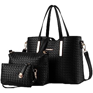 King Ma weave Handbag Purse Bags 3 Piece Set Tote Bag for Lady Women