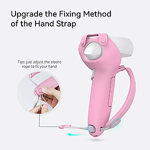 KIWI design Controller Grips Cover with Battery Opening Adjustable with Knuckle Straps, Suitable for Large Hands Compatible with Quest 2 Accessories (Pink)