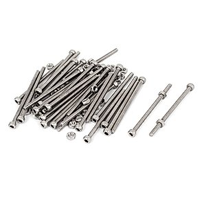 uxcell M3x50mm Hex Socket Head Knurled Cap Screws Bolts Nuts Set 30Pcs