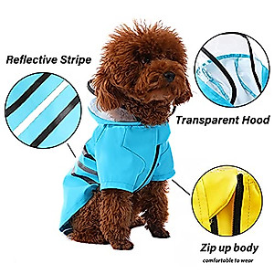 Wizland Dog Raincoat Dog Rain Jacket with Hood Lightweight Waterproof Jacket X-Small to XX-Large Dogs and Puppies(Blushing,L)