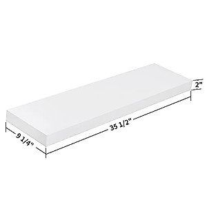 WELLAND 36 inch White Mission Floating Shelves for Wall, Bathroom Wall Mount Shelves, Wood Modern Display Shelves, Book Shelves,for Bedroom,Living Room and Kitchen