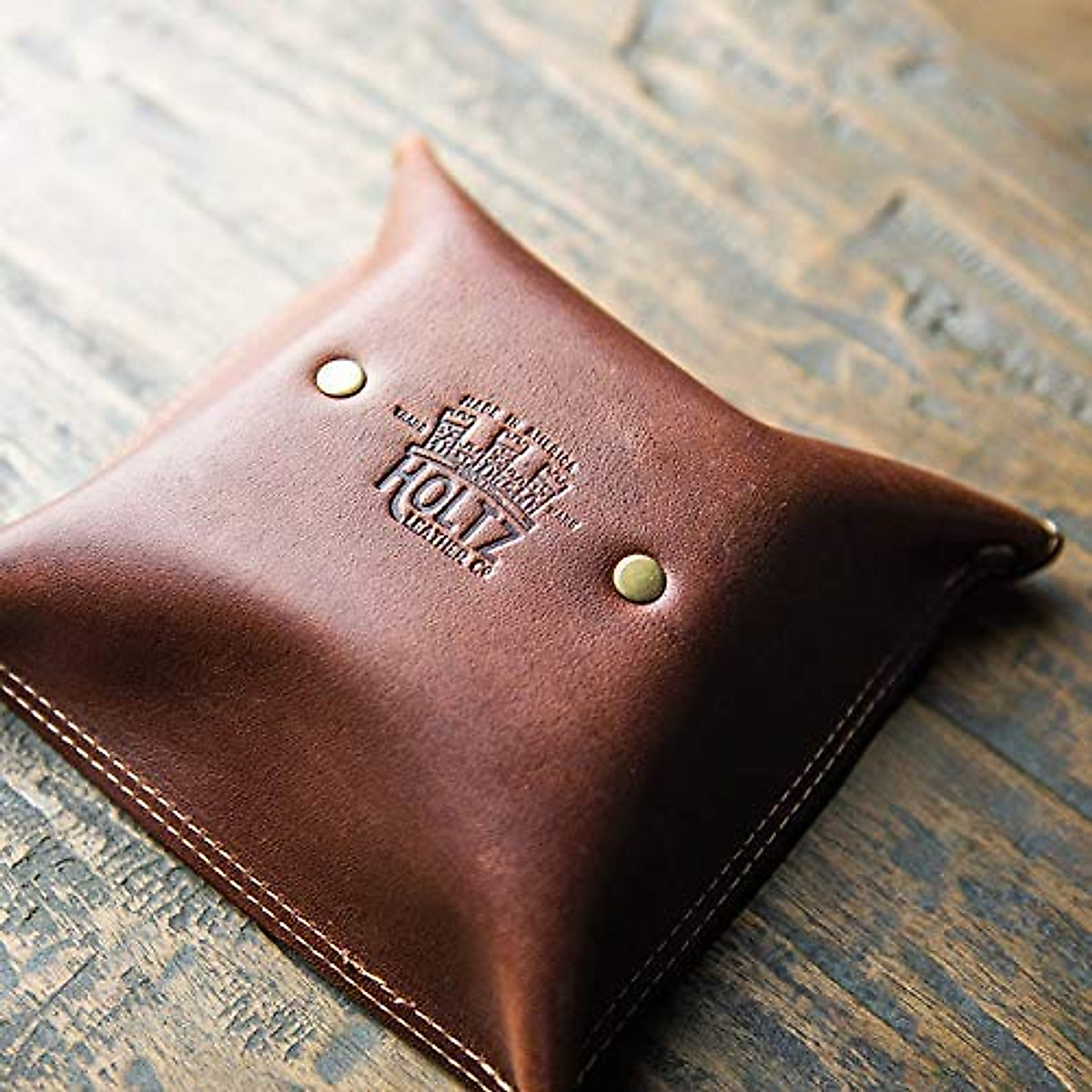 Holtz Leather Company, Leather Desk Caddy with Personalization, The Monticello-Brown