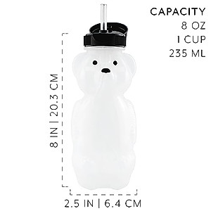 Cornucopia Brands Honey Bear Straw Cups (3-Pack); 8-Ounce Therapy Sippy Bottles w/Flexible Straws