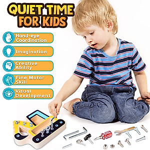 CozyBomB™ Screwdriver Board Set for Kids - Montessori Preschool Toys for 1 Year Old Learning Fine Motor Skills Educational Screw Board Toy for 3+ Year Old Sensory STEM Wooden Tool Set Screwdriver