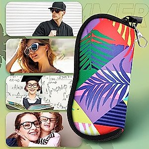 Kanayu 6 Pcs Sunglasses Soft Case Clip on Sunglasses Case Light Portable Zipper Neoprene Glasses Pouch for Women Men(Plant Style)