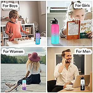 Personalized Water Bottles for Kids, 18 oz Custom Name Water Bottle With Straw, Insulated Stainless Steel Reusable Waterbottle Gifts for School Girls Boys Men Women - Ombre Color