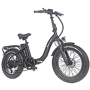 Narrak 48V 500W 13 Ah 20" x4.0 Folding Fat Tire Step Over/Step-Thru Electric Bicycle Mountain Removable Battery E-Bike Foldable Snow Electric Bike (Step-Thru Black)