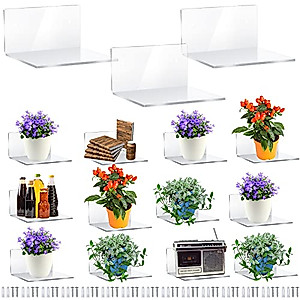 Wall Shelves Acrylic Display Shelf Acrylic Floating Shelves Acrylic Shelf Acrylic Wall Organizer with Screws for Kids Nursery Living Room Bathroom Bedroom Kitchen Office (Clear, 15 Pieces)