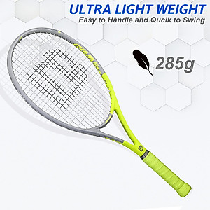 LUNNADE Adults Tennis Racket 2 Pack, Durable 27 Inch Coupled Tennis Racquet Light-Weight, Pre-Strung and Regrip, Suitable for Beginners to Intermediate Players