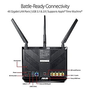ASUS AC2900 WiFi Gaming Router (RT-AC86U) - Dual Band Gigabit Wireless Internet Router, WTFast Game Accelerator, Streaming, AiMesh Compatible, Included Lifetime Internet Security, Adaptive QoS