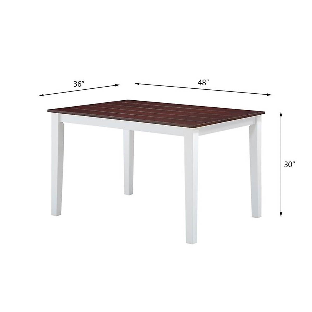 Acme Green Leigh Rectangle Wooden Dining Table in White and Walnut