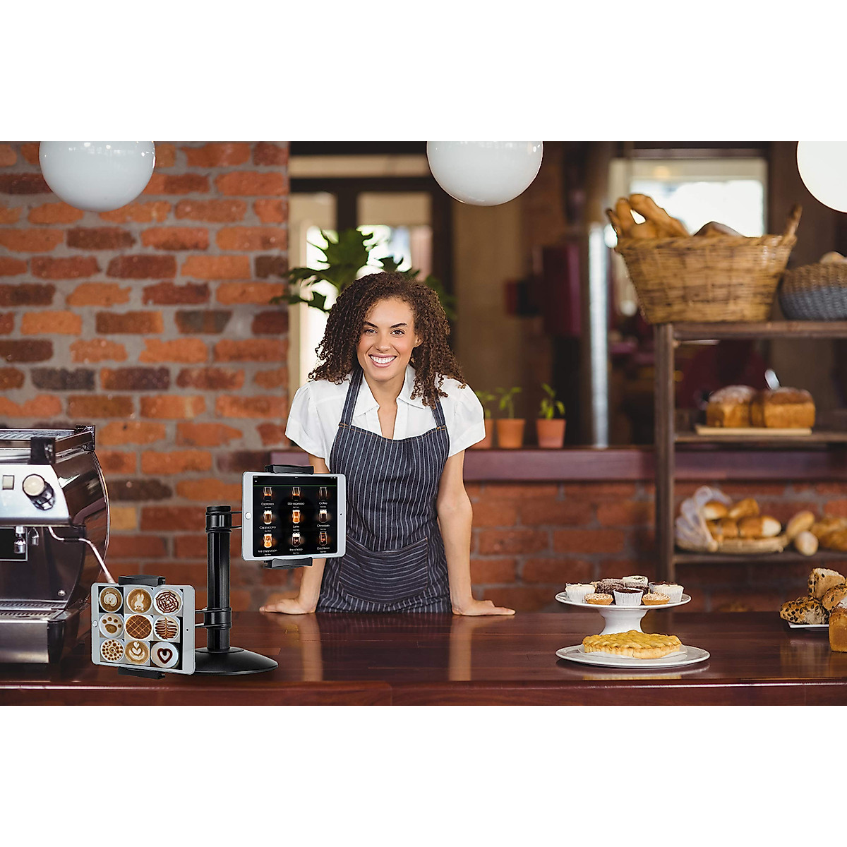 Dual Tablet Mount - CTA Quick-Connect Dual Tablet Mount with Height-Adjustable Arms for iPad Air 1-4, and Tablets up to 10” in Length (PAD-QC2M)