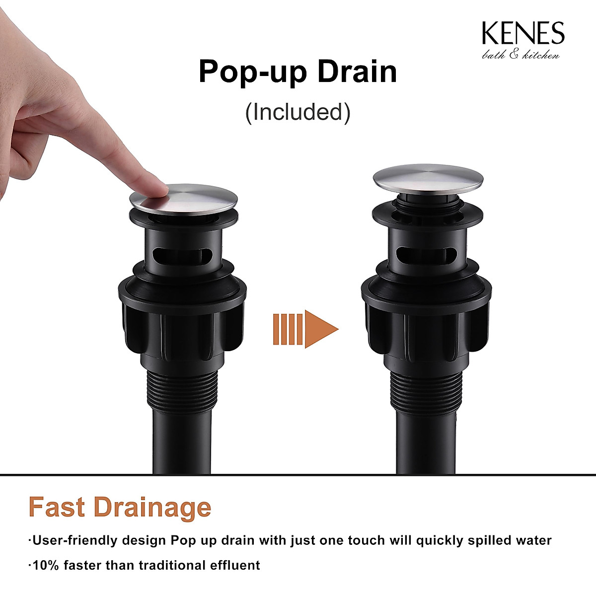 KENES 4 Inch 2 Handle Centerset Bathroom Faucet, Brushed Nickel Lead-Free Modern Commercial Bathroom Sink Faucet, with Pop Up Drain and Two Water Supply Lines, KE-9019