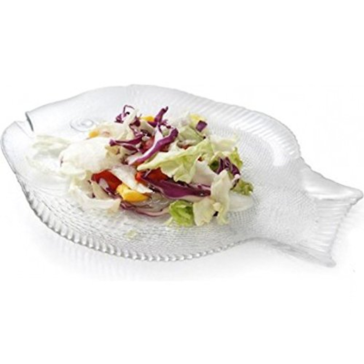 Pasabahce Premium Large Glass Serving Platter, Unique Design Food Tray, Great for Fruit, Cheese, Cake, Salad, Meals, Fish Shape Textured