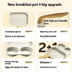 3-in-Divided Frying Pan for Cooking – sarten 3 en 1 antiadherente, Square Egg Pan, One Egg Frying Pan, Section Skillet, 3 in 1 pan for cooking