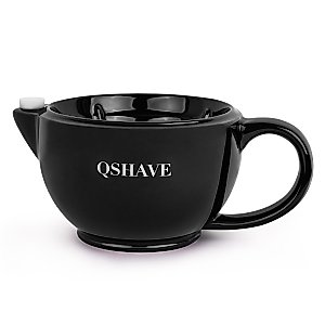 QSHAVE Shaving Scuttle Mug - Keep Lather Always Warm Large Deep Size Bowl Handmade Pottery Cup (Black)