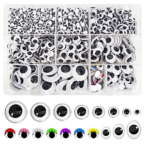 TOAOB 2460pcs Plastic Wiggle Googly Eyes with Self Adhesive 5mm to 25mm Round Oval Mixed Colors and Sizes Sticker Eyes for Crafts Decorations