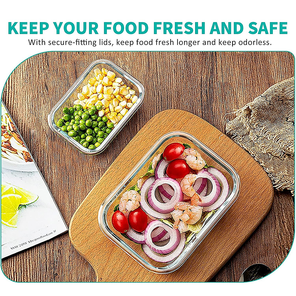 KOMUEE 12 Packs Glass Meal Prep Containers Set, Glass Food Storage Containers with Locking Lids, Airtight Glass Lunch Containers, Microwave, Oven, Freezer & Dishwasher Friendly, Green