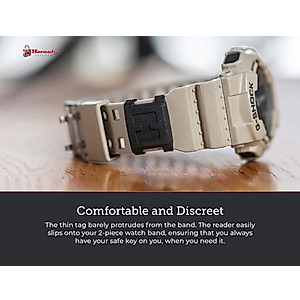 Hornady RFiD Watch Band Tag - Universal RFID Tag Attaches to your Watch Band, Opens Your RFID Safe - Keep Your Safe Key Accessible, Slips Onto Your Watch Band - Black Logo