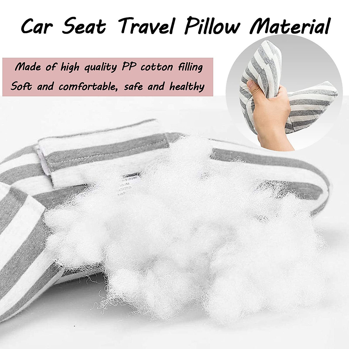 ZHYYQL Car Seat Travel Pillow Neck Support Cushion Pad for Kids, Safety Belt Sleeping Pillow, Car Seat Travel Pillow Neck Support Cushion Pad, Headrest Shoulder Pad for Children Adults (Gray)