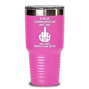 Commentator Rude 20 oz 30 oz Insulated Tumbler Fuck Off Adult Dirty Humor, Gift For Coworker Leaving Curse Word Middle Finger Cup Swearing