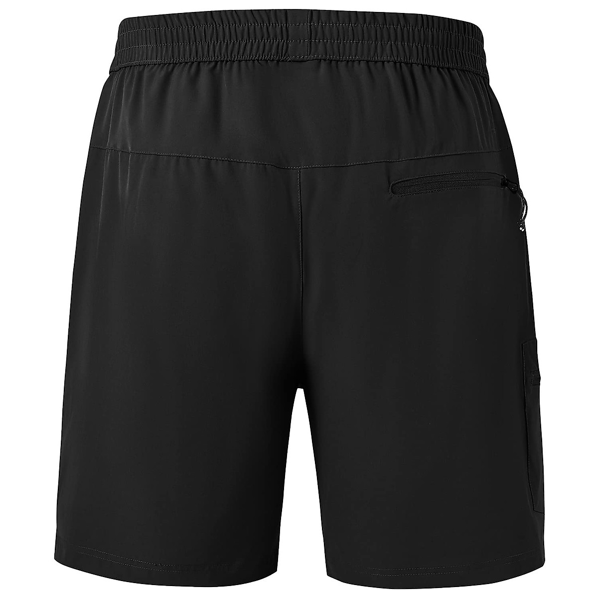 BGOWATU Men's Athletic Hiking Shorts Stretch Quick Dry Sports Gym Shorts with Zipper Pockets for Fishing Travel Black M