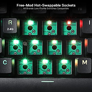 Redragon K632 PRO 60% Wireless RGB Mechanical Keyboard, BT/2.4Ghz/Wired Tri-Mode Ultra-Thin Low Profile Gaming Keyboard w/No-Lag Connection, Dedicated Media Control & Linear Red Switch