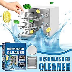2023 New Dishwasher Tablets,Dishwasher Cleaning Tablets Removes Limescale Build Up,Dishwasher Cleaning Tablets,Highly Efficient Dishwasher Cleaner(20pack X2)