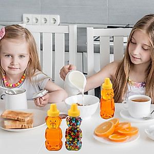 Hushee 72 Pcs 8 oz Plastic Honey Bear Bottle Empty Honey Squeeze Bottle with Spill Proof and Leak Resistant Lid Bear Juice Bottle Drinking Cup for Baby Shower Gifts, Beekeeping, Honey Dispensing