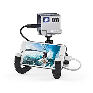 RIF6 CUBE Mini Projector - 2 inch Portable Handheld Projector Screen with Built In Speakers and HDMI Input for SmartPhone, Gaming and Home Movie Theater - Pocket Video Projectors with Full LED Display