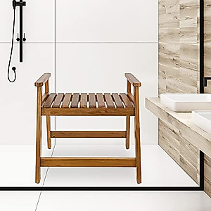 Teak Bathtub Tray and Teak Shower Chair with Arms