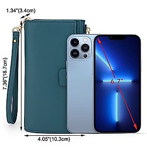 UTO Wallets for Women Wristlet RFID Large Capacity PU Leather Clutch Card Holder Organizer Ladies Purse Strap 459 Indigo