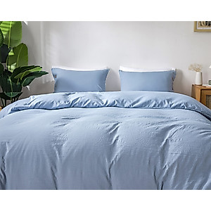 Rose Lake Grayish Blue Duvet Covers King Size Soft Lightweight Washed Duvet Cover 3 Pieces Bedding Sets with Button Closure, 1 Duvet Cover 104x90 inches and 2 Pillow Cases (No Comforter)