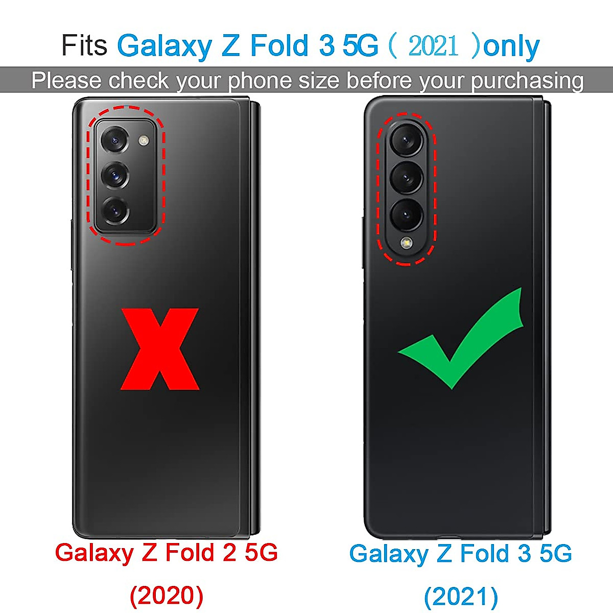 KEZiHOME Genuine Leather Wallet Case for Samsung Galaxy Z Fold 3 5G, RFID Blocking, Card Slots, Flip Kickstand Phone Cover (Navy Blue/Brown)