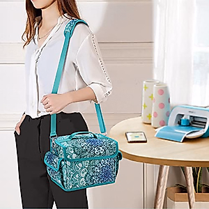 FINPAC Portable Carrying Bag for Cricut Joy, Storage Organizer Tote Bag, Carrying Case with Supplies Storage Sections (Emerald Illusions)