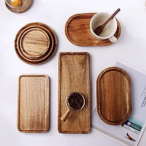 Set of 3pcs Solid Acacia Wood Serving Trays (11 x 4.1 inches) Rectangular Wooden Serving Platters for Home Decor, Food, Vegetables, Fruit, Charcuterie, Appetizer Serving Tray, Cheese Board Plate