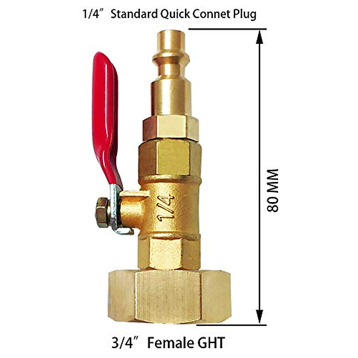 Lomodo Winterize Blowout Adapter Winterizing Tool with 1/4" Quick Connect Plug and 3/4" Garden Hose Threading, Brass Quick Fitting with Ball Valve for Blowing Out Water to Winterize Water Lines