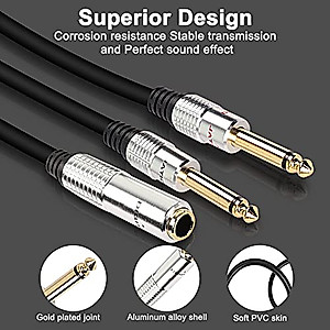 XMSJSIY 6.35mm 1/4 TRS Stereo Female to Dual 6.35mm 1/4 TS Mono Male Y Splitter Cable -50CM/19.68Inch